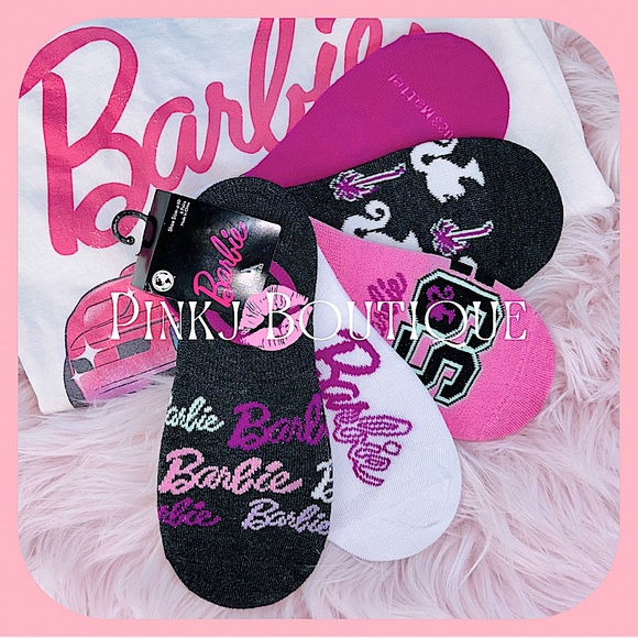 Barbie | Accessories | Barbie 5 Pairs Ladies Pink Fashion Logo Liners ...